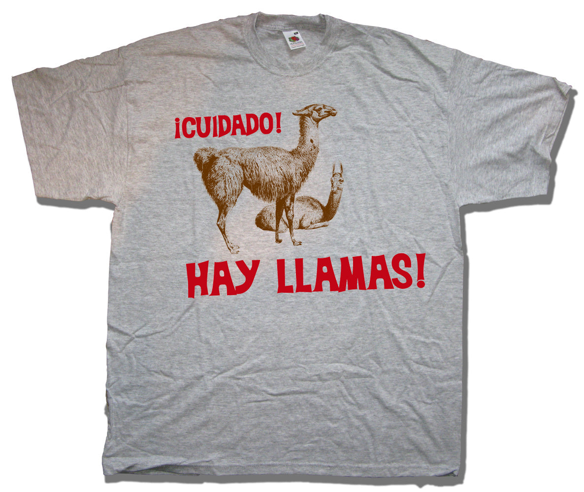 Look Out! There Are Llamas T shirt - inspired by Monty Python